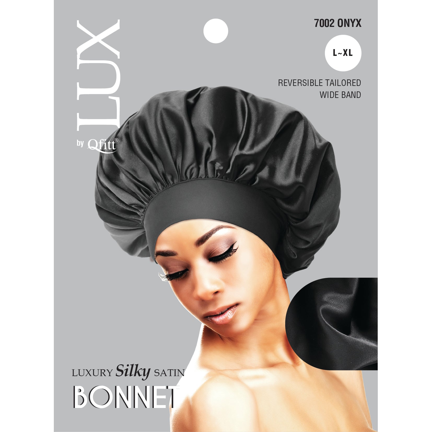 X-LARGE LUXURY SILKY SATIN BONNET - SOLID [ONYX] – Qfitt