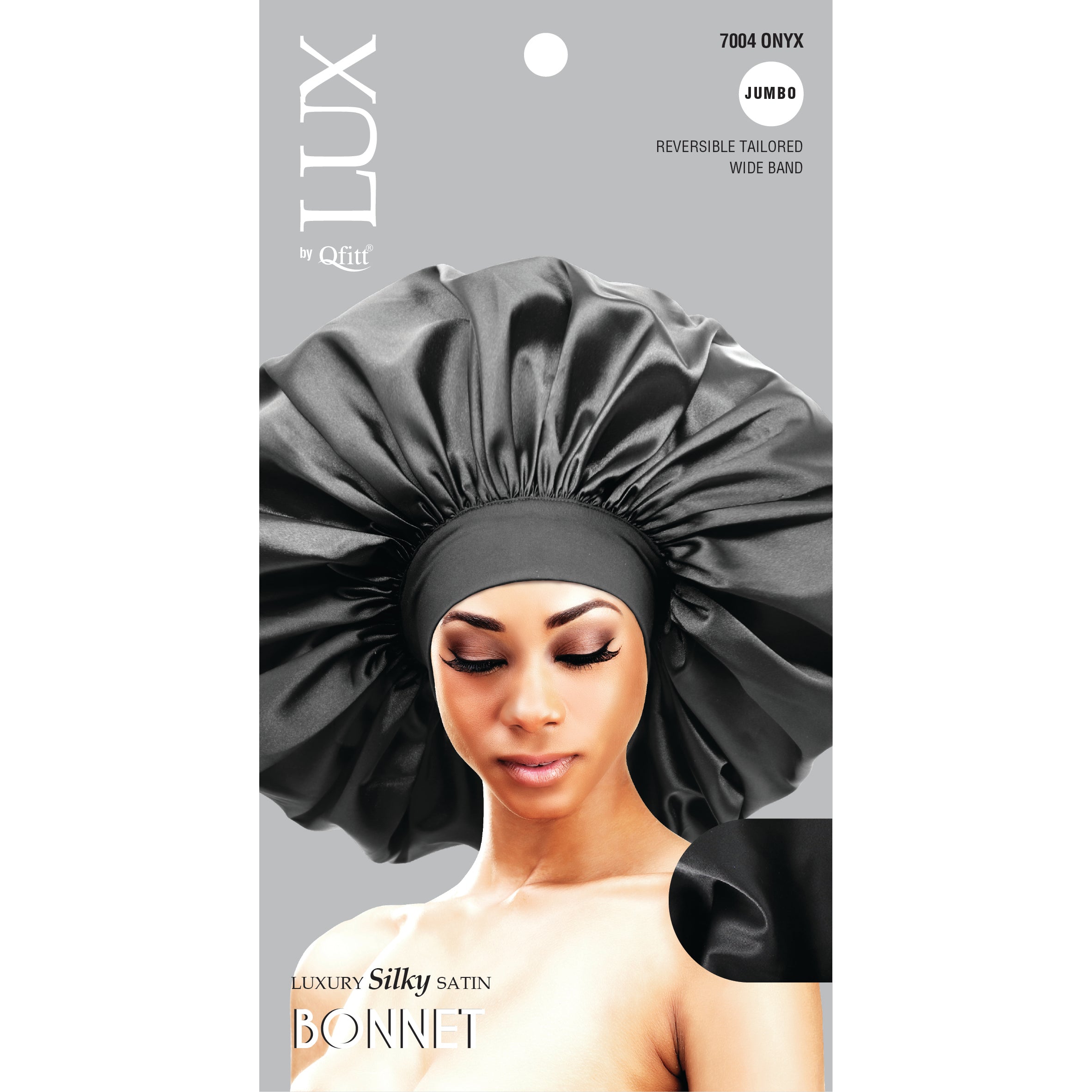 JUMBO LUXURY SILKY SATIN BONNET - SOLID [ONYX] – Qfitt